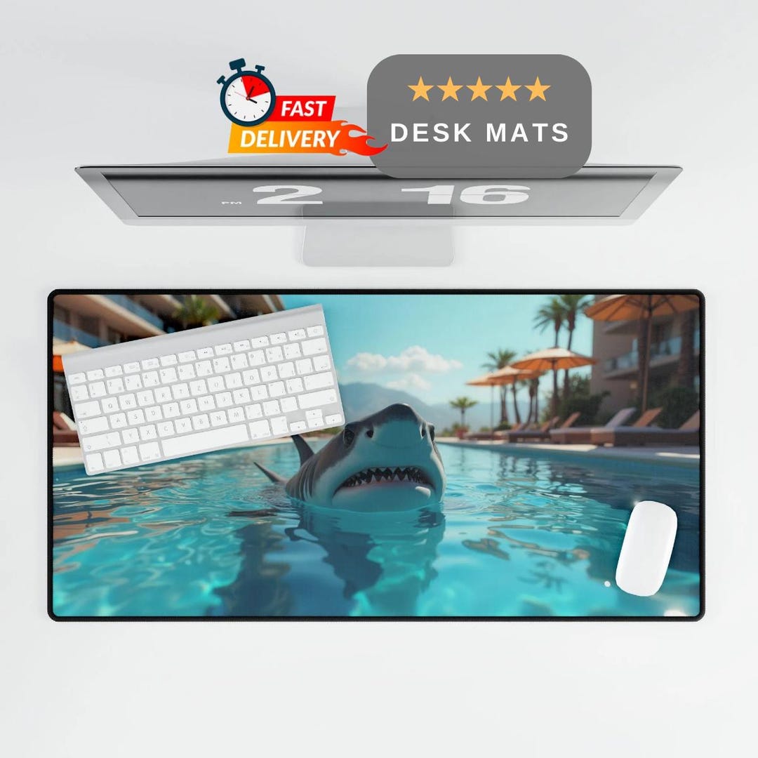 Shark in Swimming Pool Mousepad, Desk Mats I Underwater Marine Mouse ...