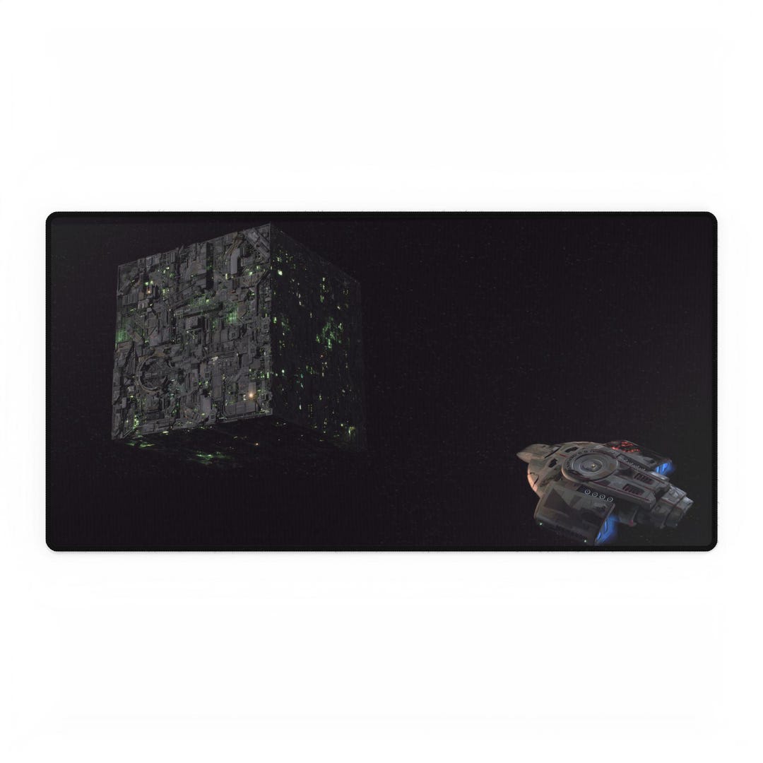 Star Trek Defiant Meets the Borg Cube Mouse Pad, Desk Mats , DS9 Sci-fi ...