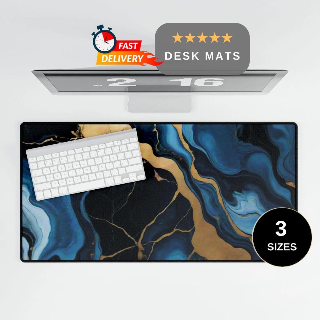 Marble Deep Blue Gold, Mousepad, Desk Mat Desk Bling Pads for Desk ...