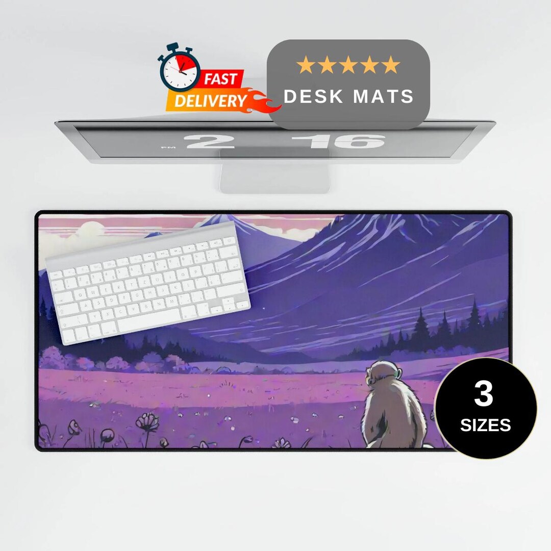 Cute Monkey Kawaii, Desk Mats, Mousepads I Snow Monkey Purple Design, Mouse Pad for Desk, Office ...