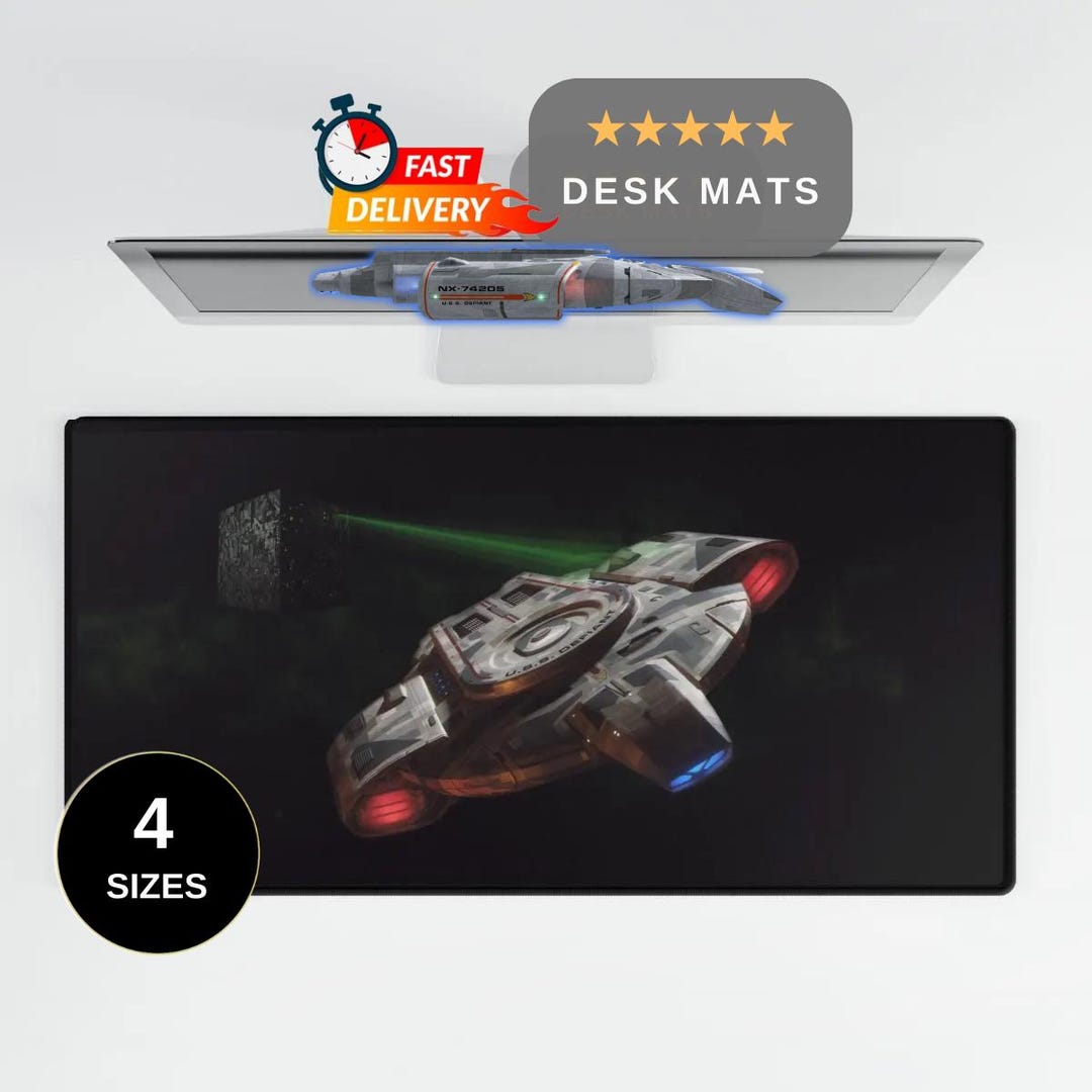 Defiant Meets Borg Cube, XL Mousepads, Gamers Desk Mats, DS9 Sci-fi ...