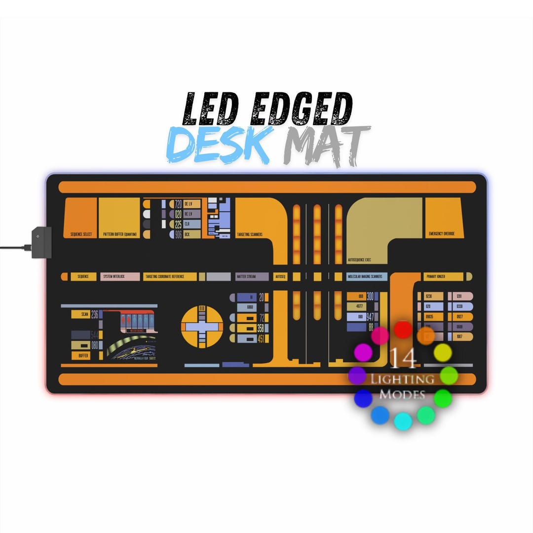 LCARS Transporter Console LED Edged Mousepad, Star Trek Desk Mat I ...