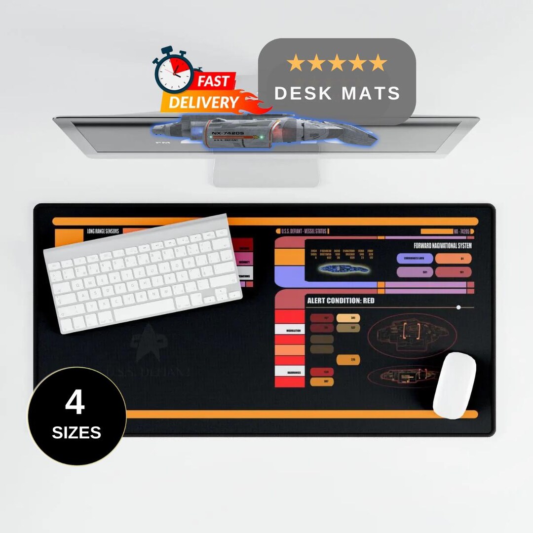 Trek Deep Space 9 LCARS, XL Mousepad Gamers Desk Mat, DS9 I Defiant I ...