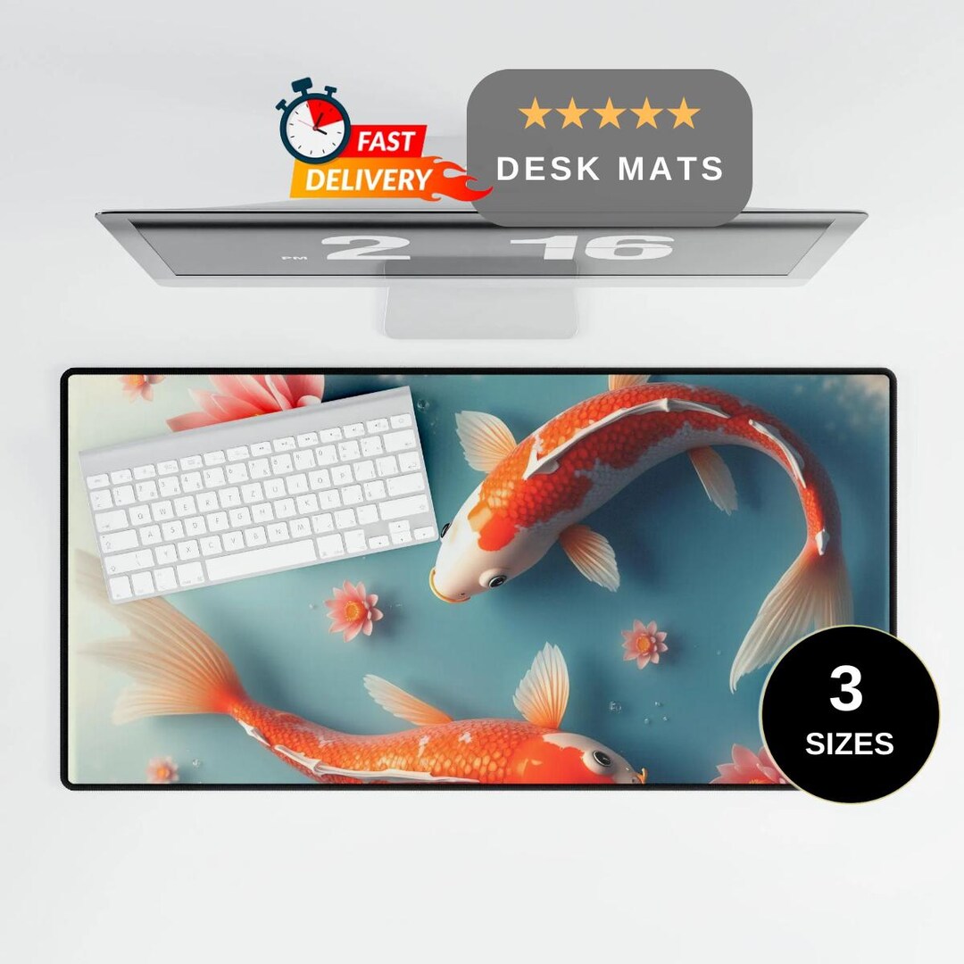 Koi Fish, XL Mousepad Desk Mats, Ocean Vibes, Sea Life Underwater World ...