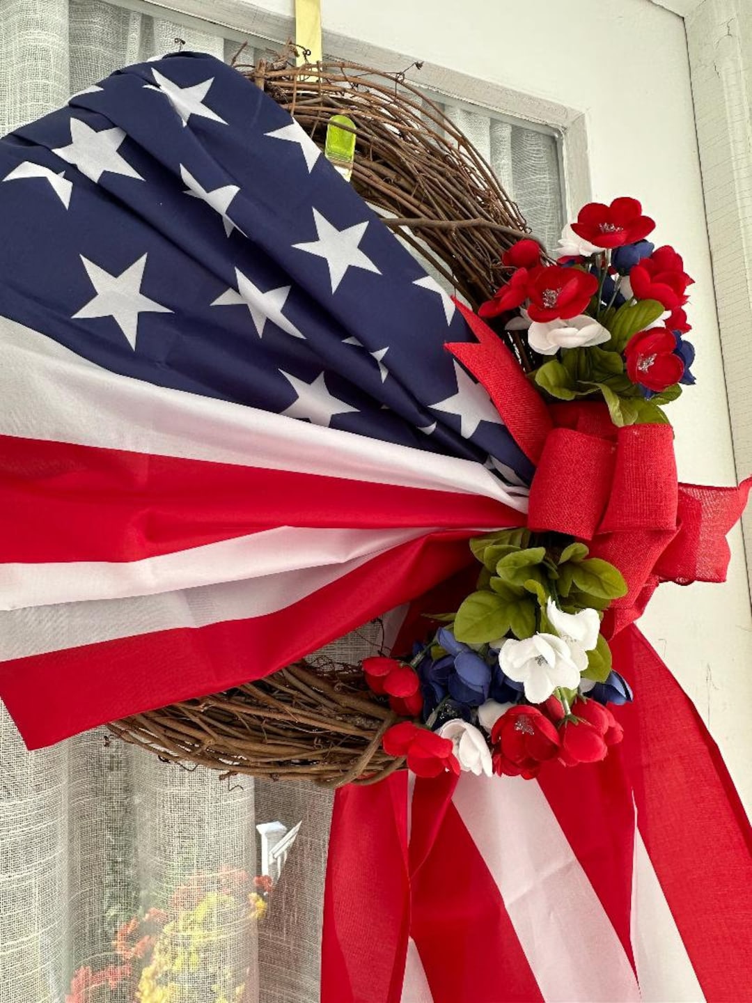 Patriotic Flag Wreath American Flag - Etsy
