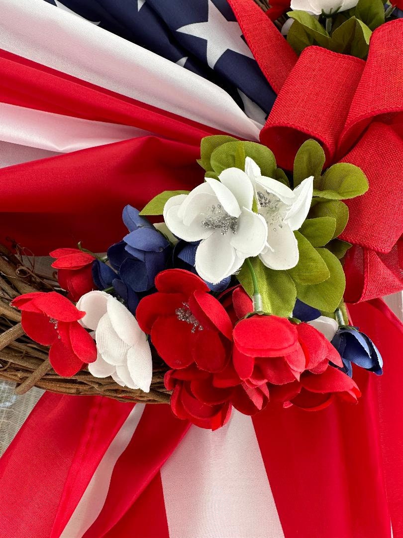 Patriotic Flag Wreath American Flag - Etsy