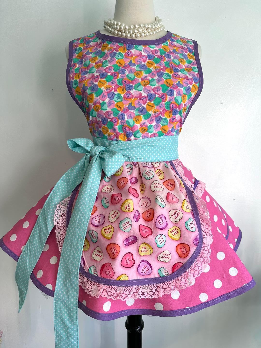 Conversation Hearts Candy Apron Women's Retro Apron - Etsy