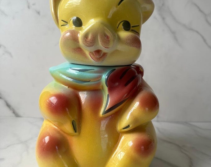 Vintage 1930s American Bisque Farmer's Pig Cookie Jar - Etsy