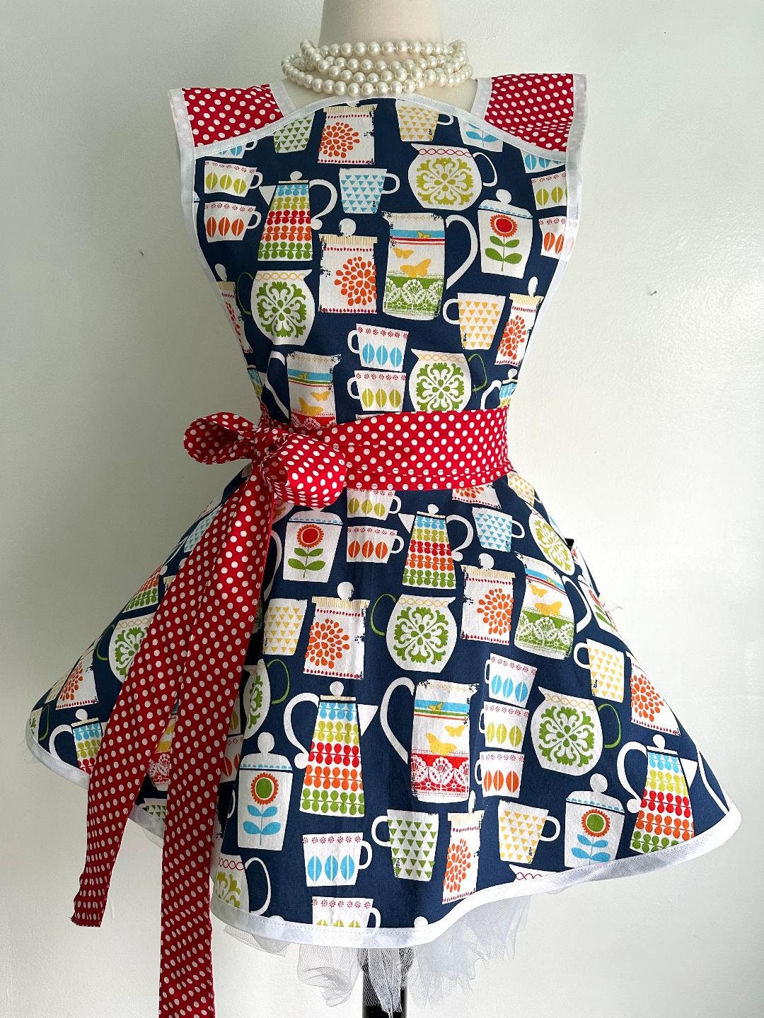Pyrex Inspired Apron Women's Circle Skirt Retro Apron - Etsy