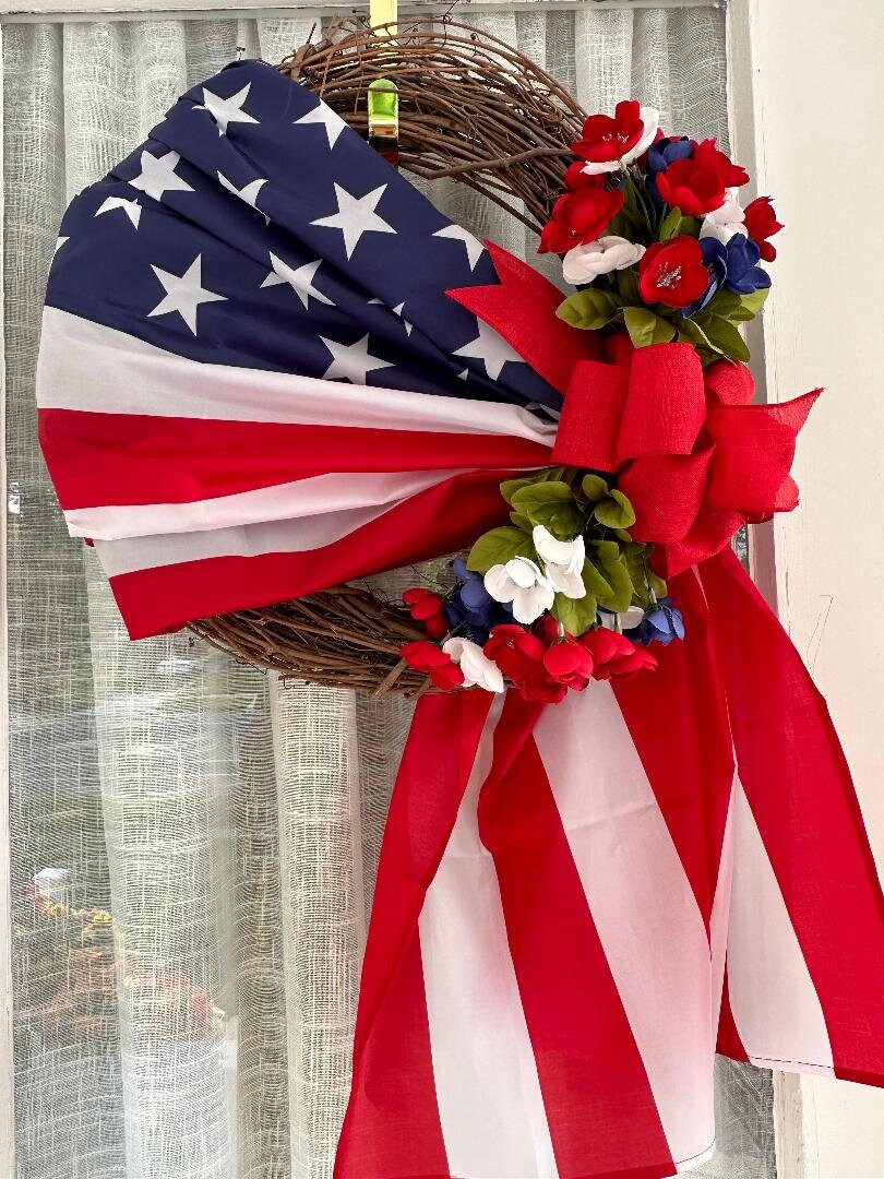 Patriotic Flag Wreath American Flag - Etsy