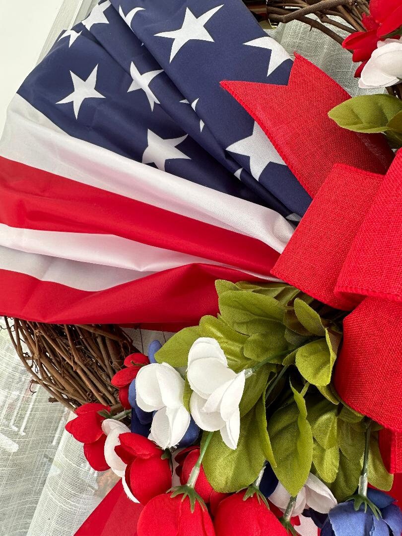 Patriotic Flag Wreath American Flag - Etsy