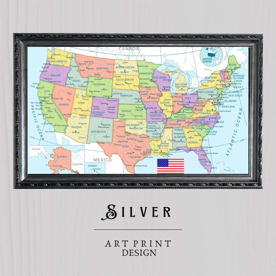 Samsung Frame TV Art, Political Map of the USA (colored State Map ...