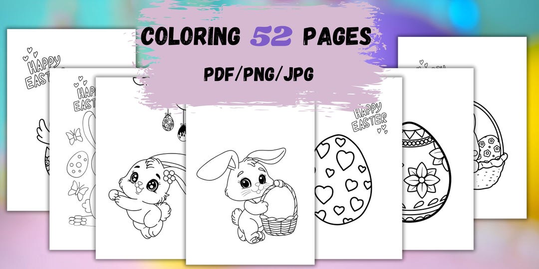Coloring Easter Bunny and Eggs Coloring Pages for Kids Easter Coloring ...