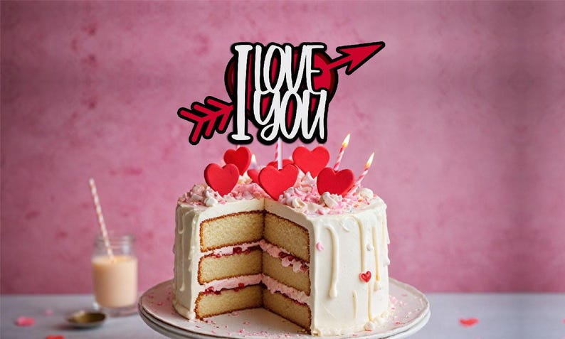 Cake Topper, I Love You Arrowed Heart SVG, Cake Decoration, Layered Cut ...