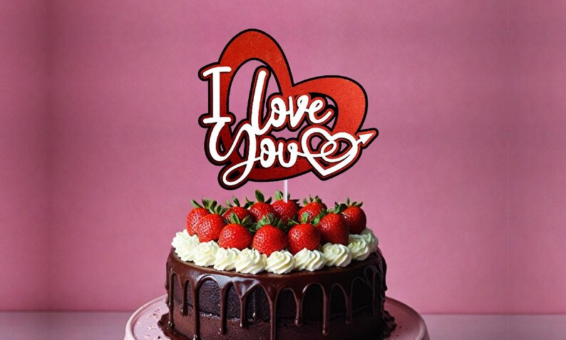 SVG Cake Topper, I Love You Heart, Cake Decoration, Layered Cut File ...