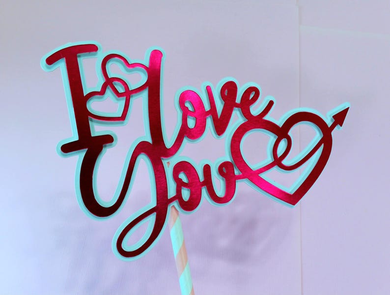 SVG Cake Topper, I Love You Heart Rings, Cake Decoration, Layered Cut ...