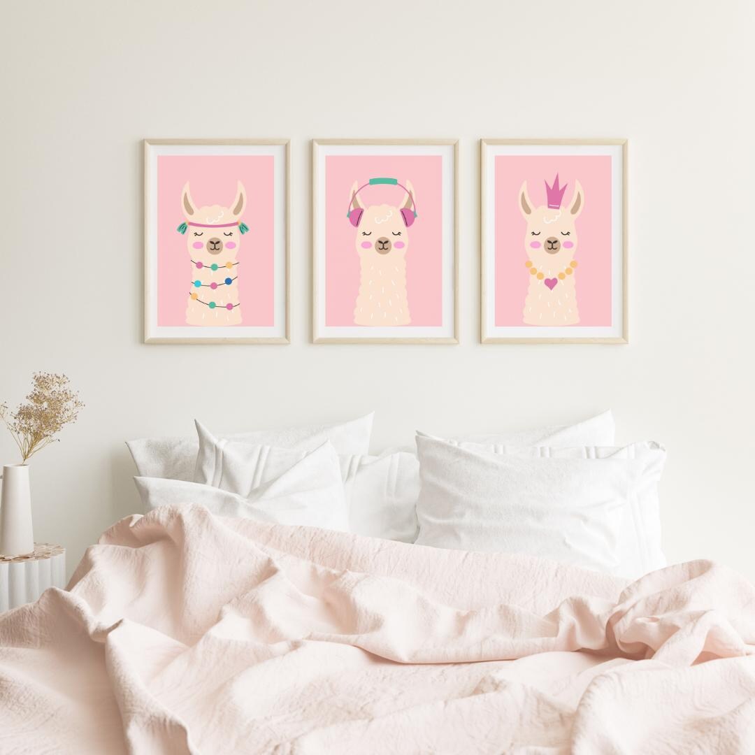 Poster Set of 6 I Theme Llamas L Colorful Pink & Mint Green - Etsy