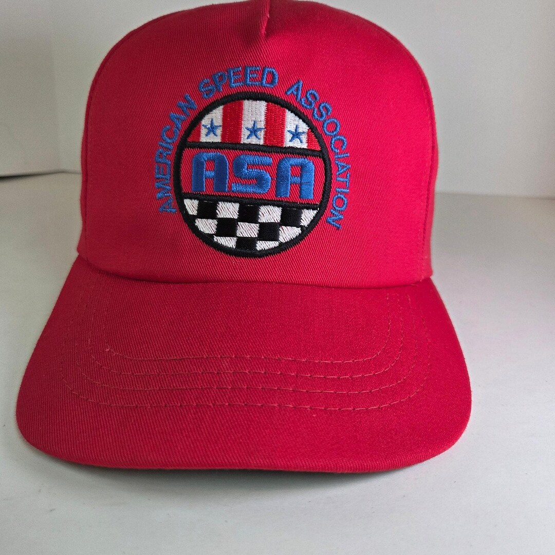 Vintage ASA (american Speed Association) Racing Snapback Hat Red Made ...