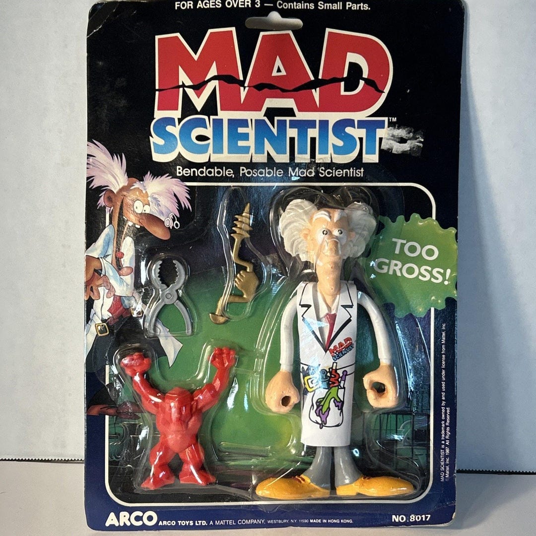 Vintage Mad Scientist Action Figure With Red Monster Arco 1987 New in ...