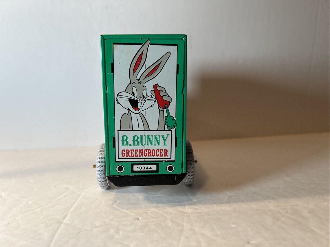Warner Bros Looney Tunes Bugs Bunny Green Grocer Tin Truck 1992 Vintage ...