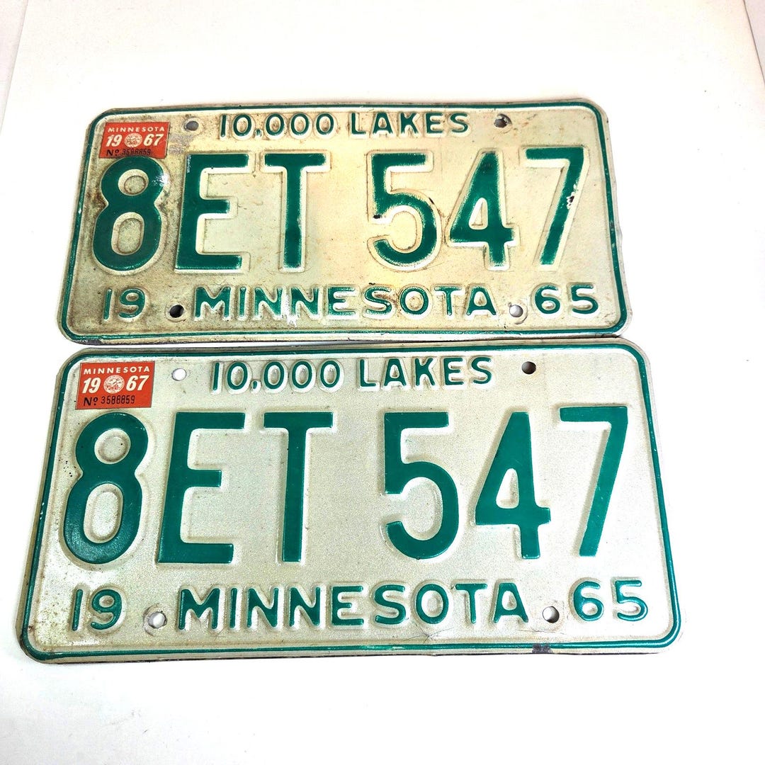 1965 Minnesota License Plate Pair W/ 1967 Tabs – 8ET 547 – Vintage MN ...