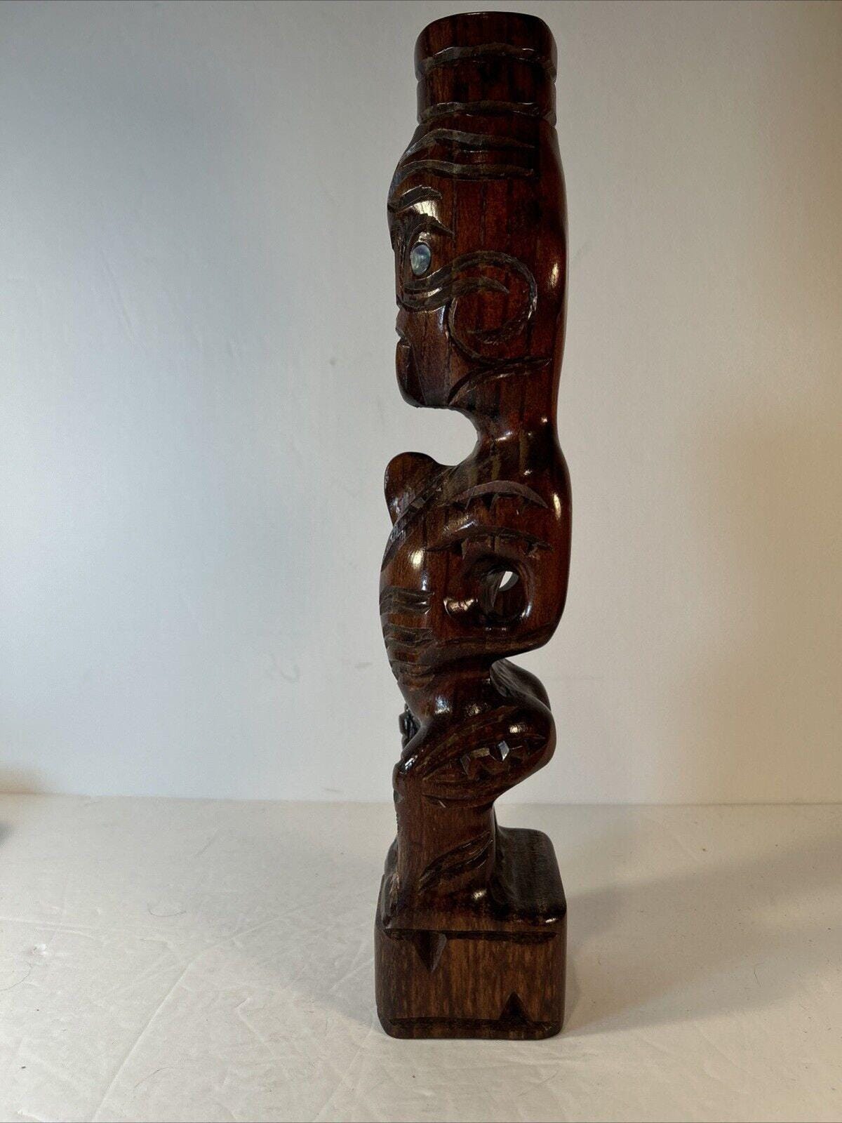 Vintage Carved Wood Tiki Maori Statue Polynesian Art 13 1/2" - Etsy
