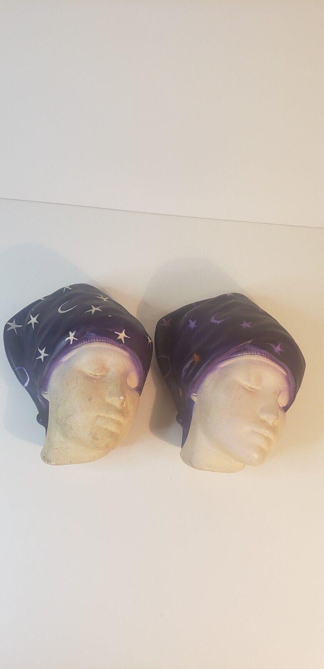 Pair Vintage Chalkware Wall Busts – Women W/ Purple Star Headwraps - Etsy