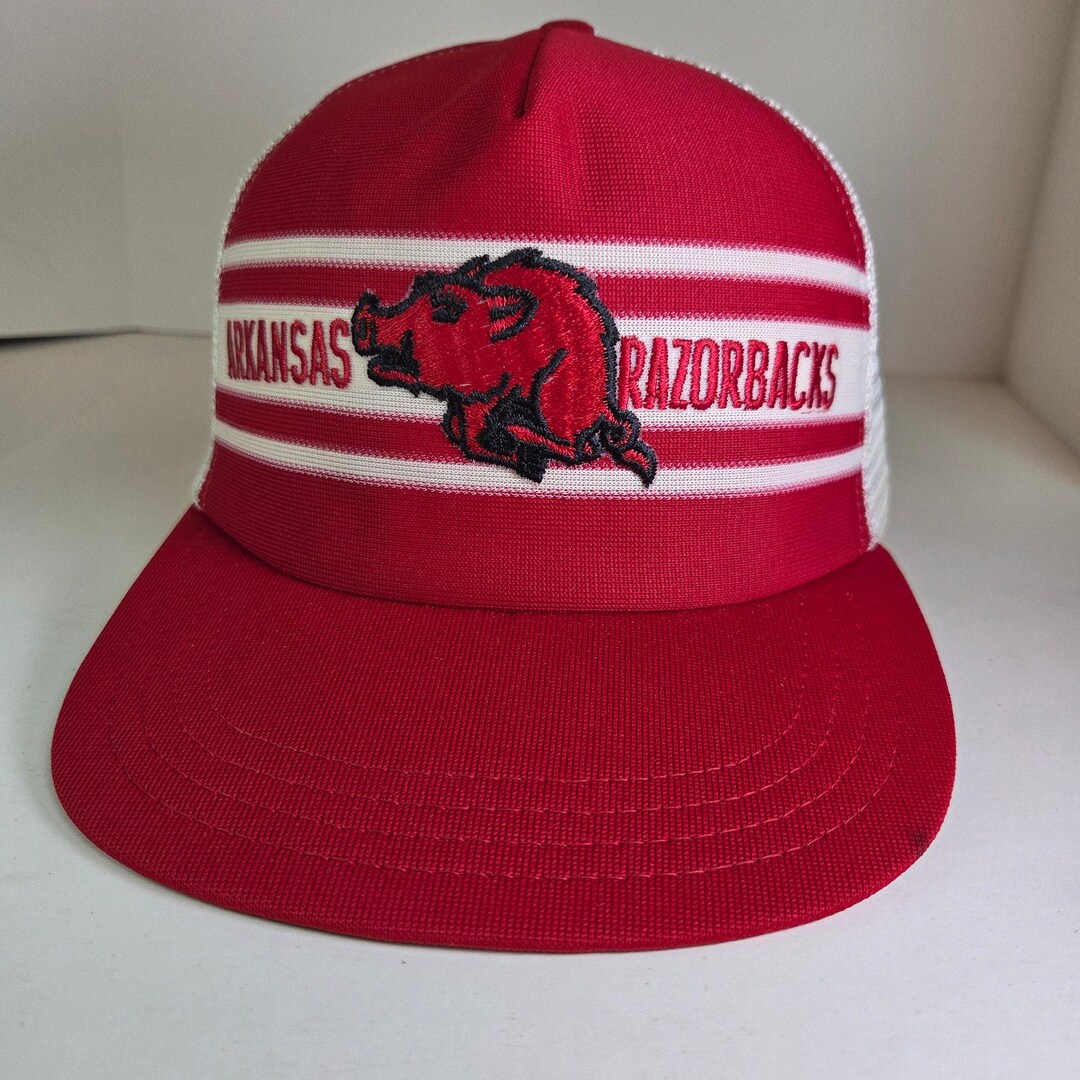 Vintage Arkansas Razorbacks Trucker Hat Mesh Snapback Made USA 70s 80s ...