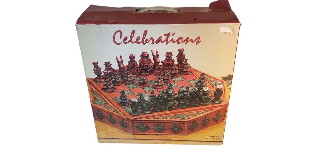 Vintage Celebrations Christmas Chess Set With Storage Box 14" in Box - Etsy
