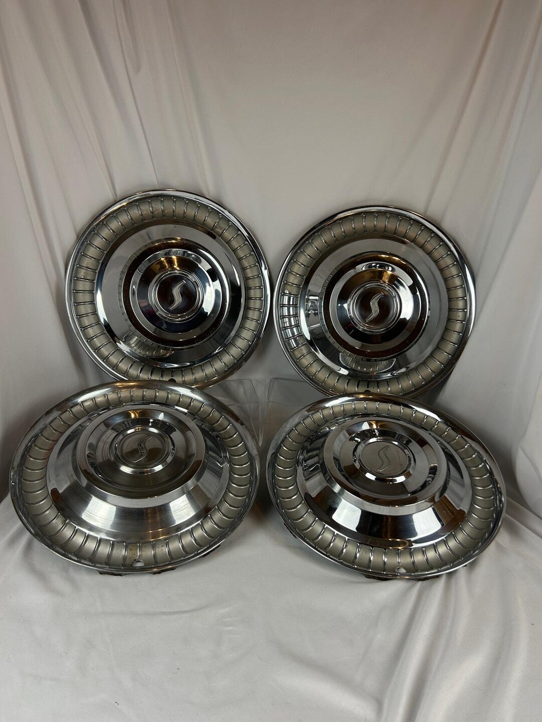 Set of 4 Vintage Studebaker Stainless Steel Hubcaps 15 Inch Classic ...