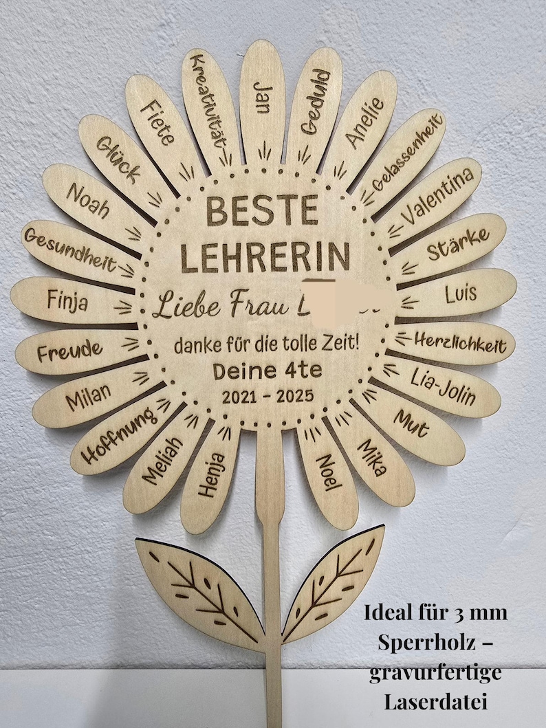 Farewell Flower Teacher SVG DXF – Personalized Gift With Student Names ...