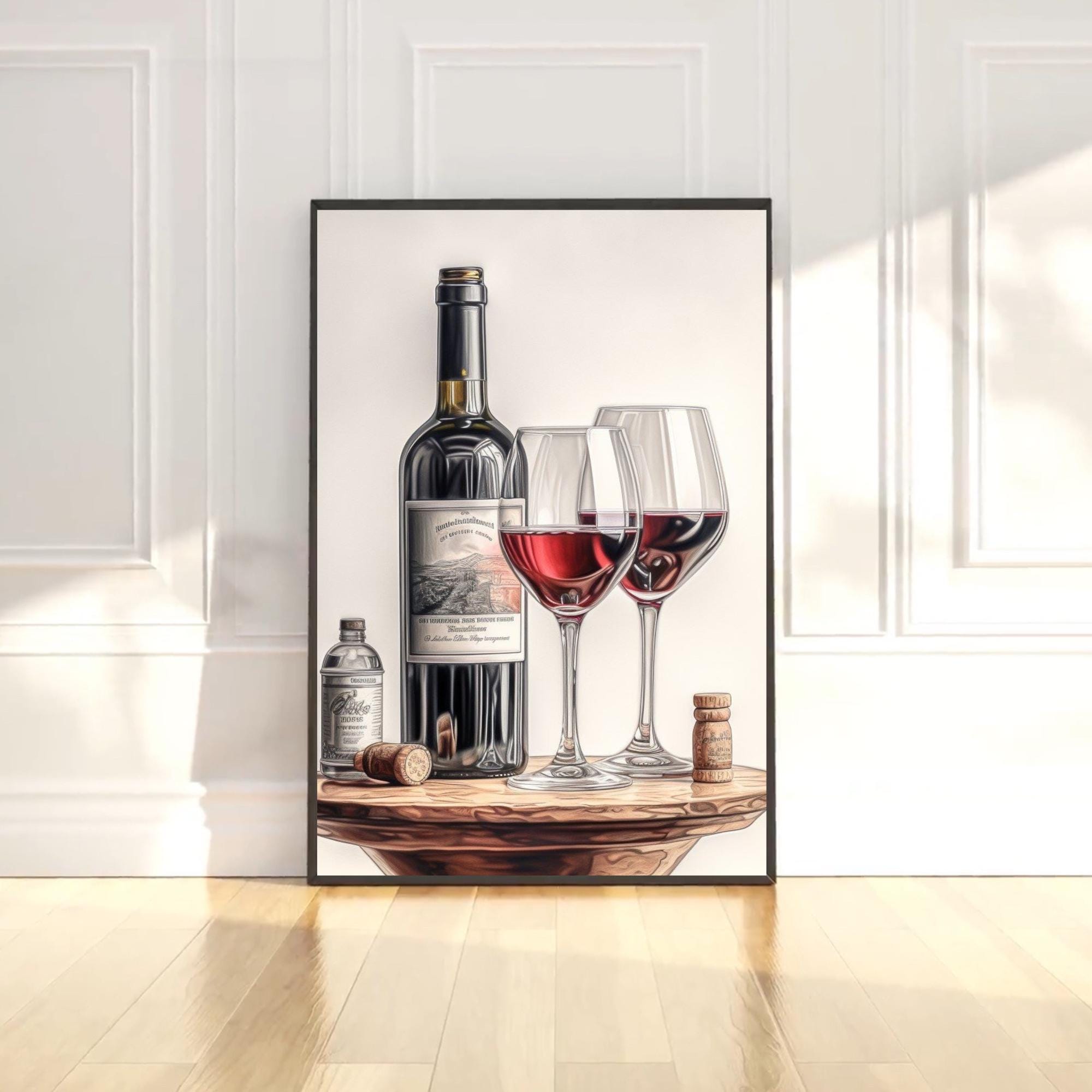 Red Wine Print, Food Theme Printable, Cocktail Art Bar Cart Decor ...