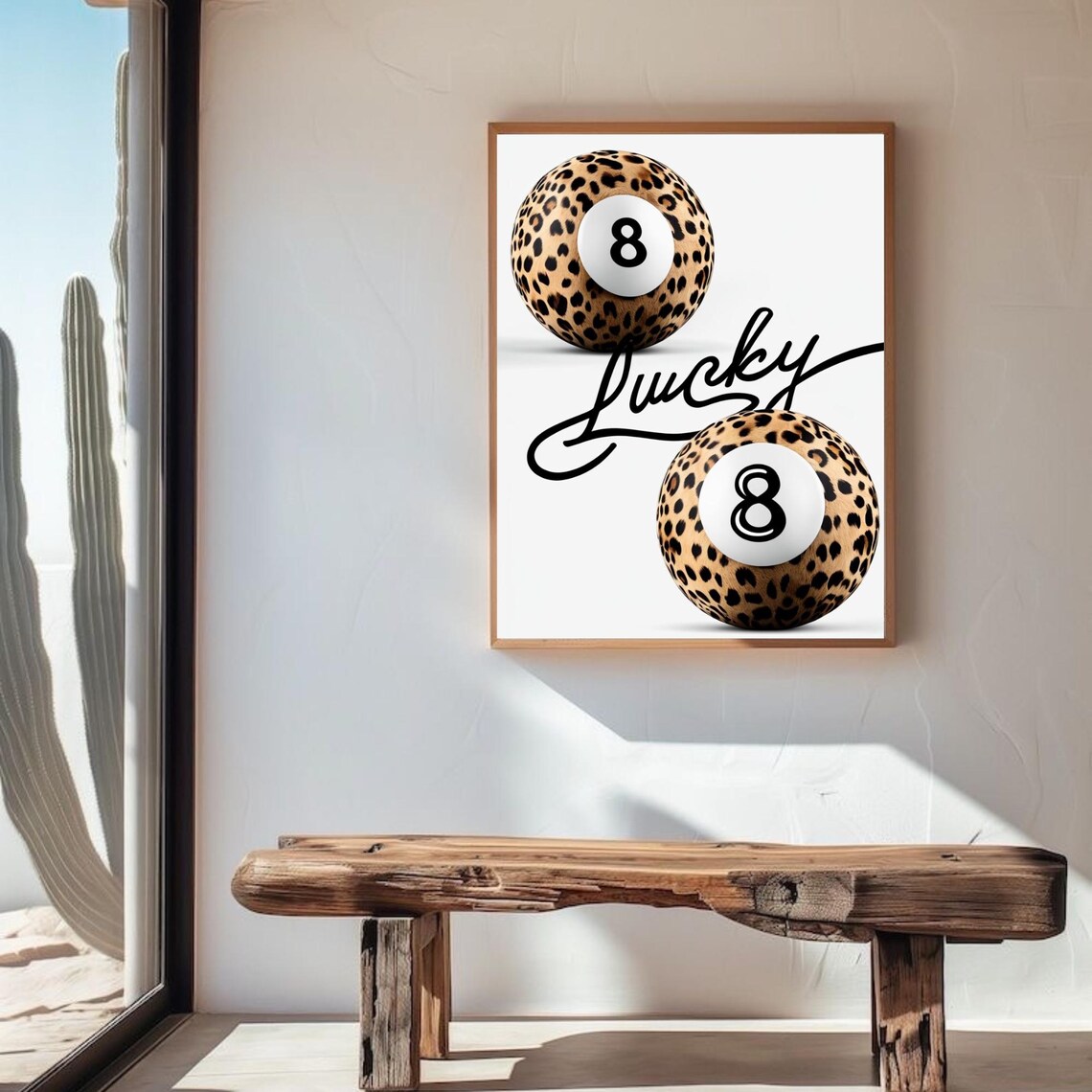 Retro 8 Ball Poster Lucky Girl Syndrome Poster Cheetah Leopard Lucky 8 ...
