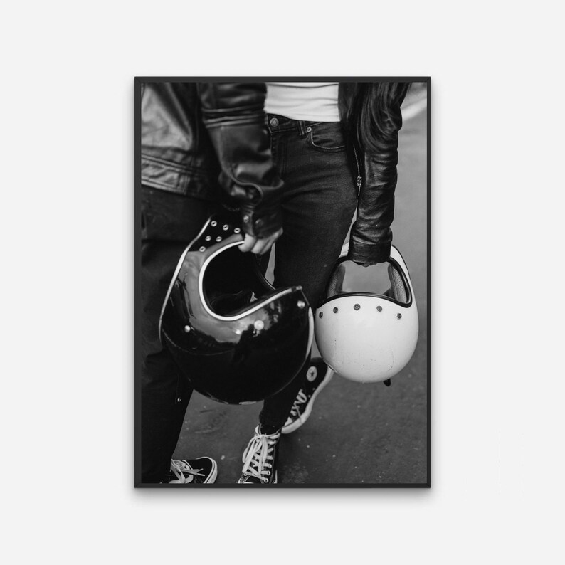 Fine Art Motorcycle Helmet Poster Print Black and White Print ...