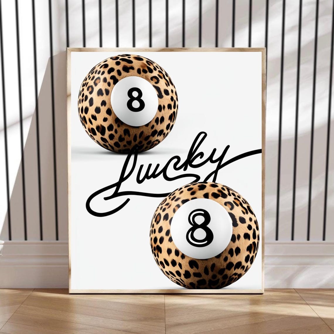 Retro 8 Ball Poster Lucky Girl Syndrome Poster Cheetah Leopard Lucky 8 ...