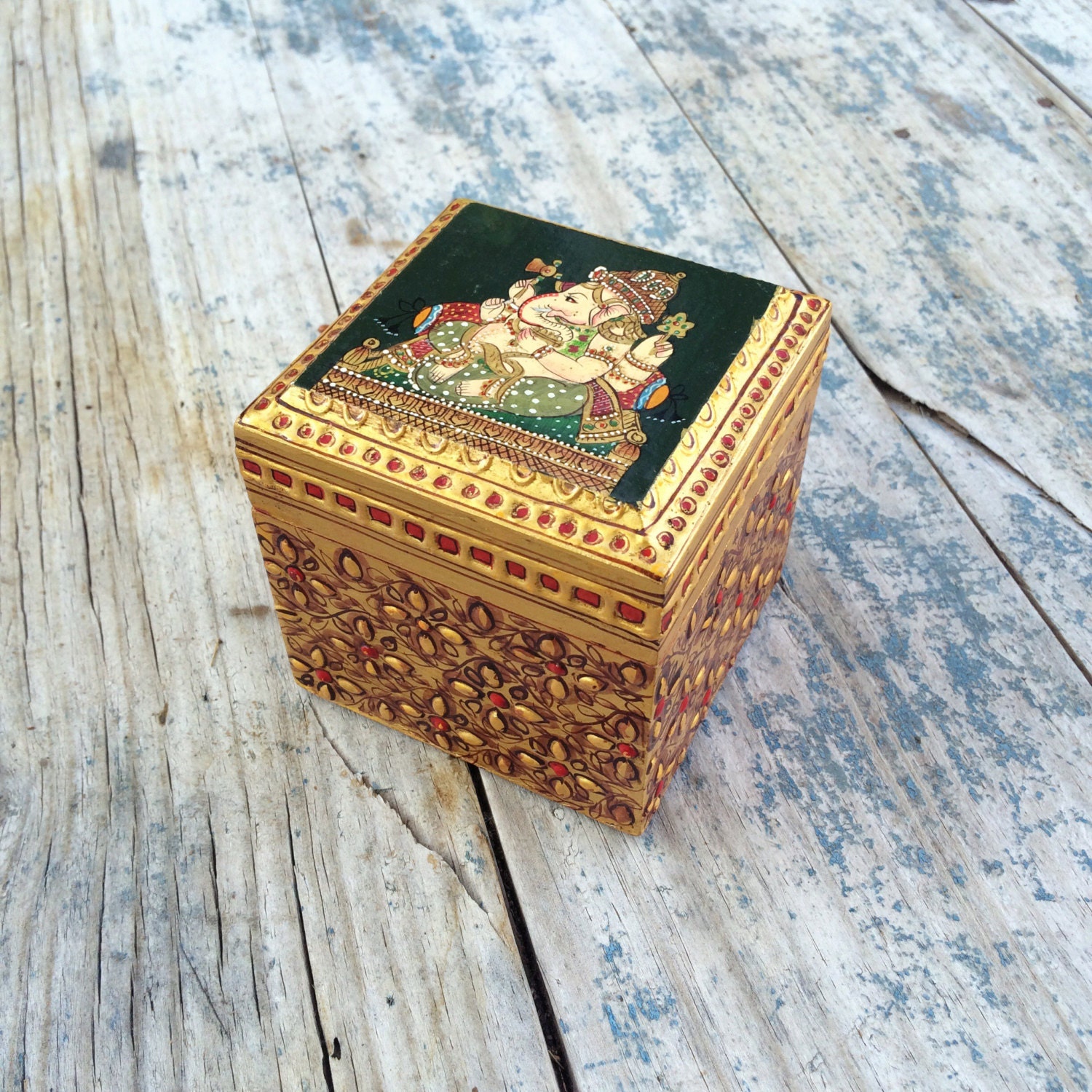 Vintage Lord Ganesh Elephant Trinket Box Bohemian Decor Ganesha Art