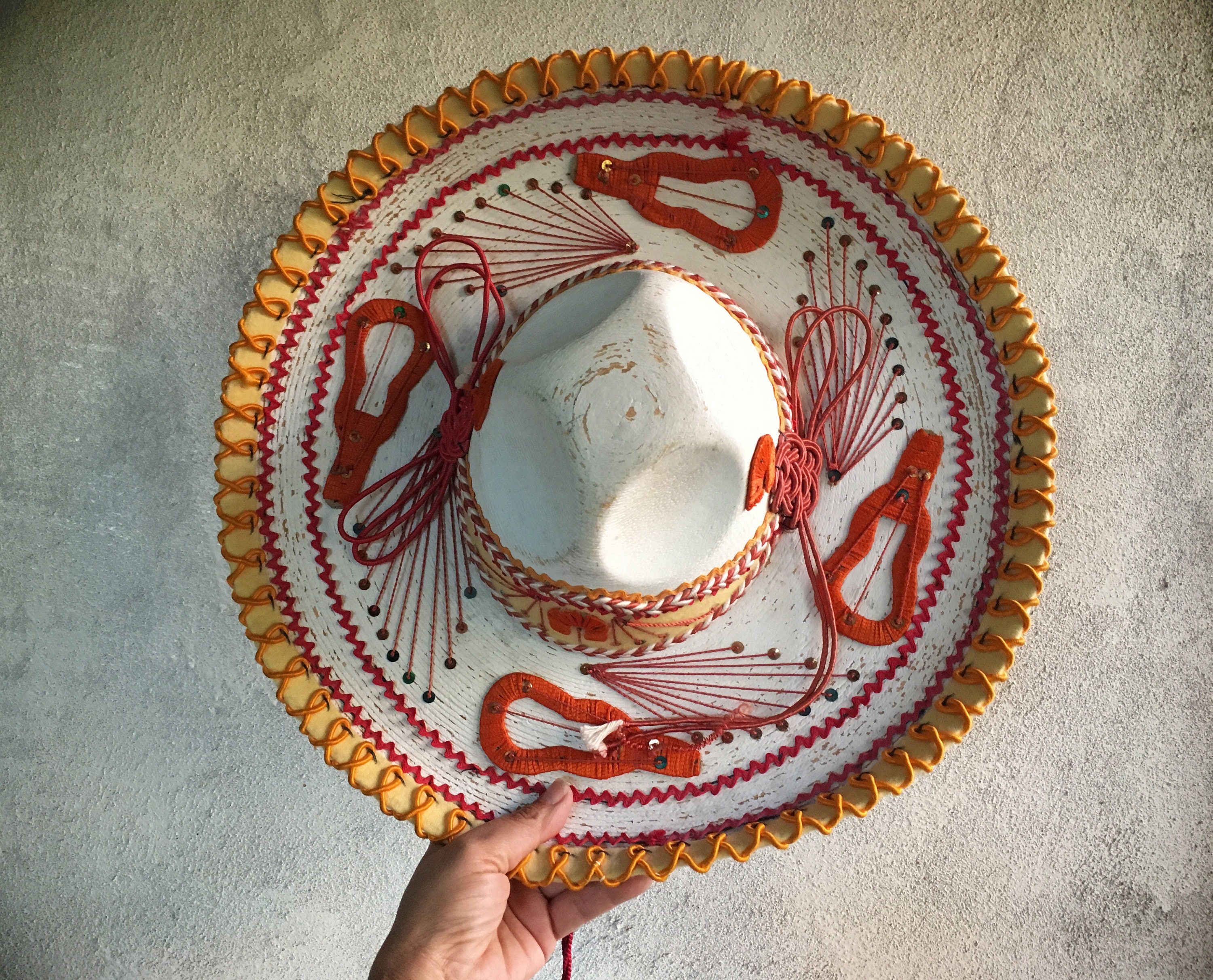 Authentic Child's Vintage Heavy Handwoven Charro Sombrero Mexican ...