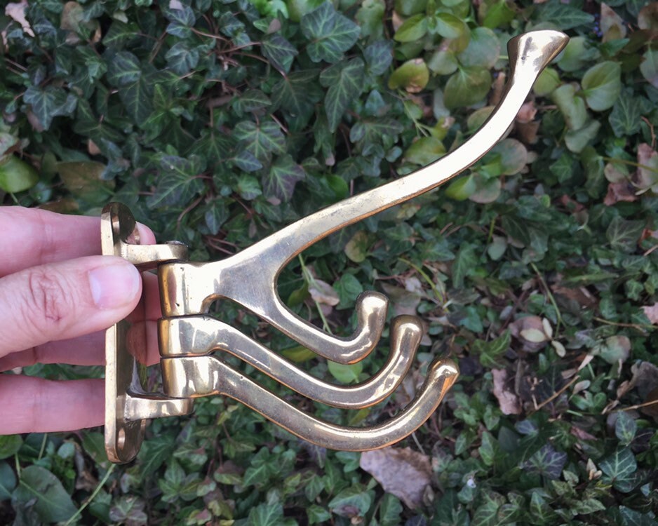 Arts and Crafts Era Brass Hall Tree Hook with Movable Arms ...
