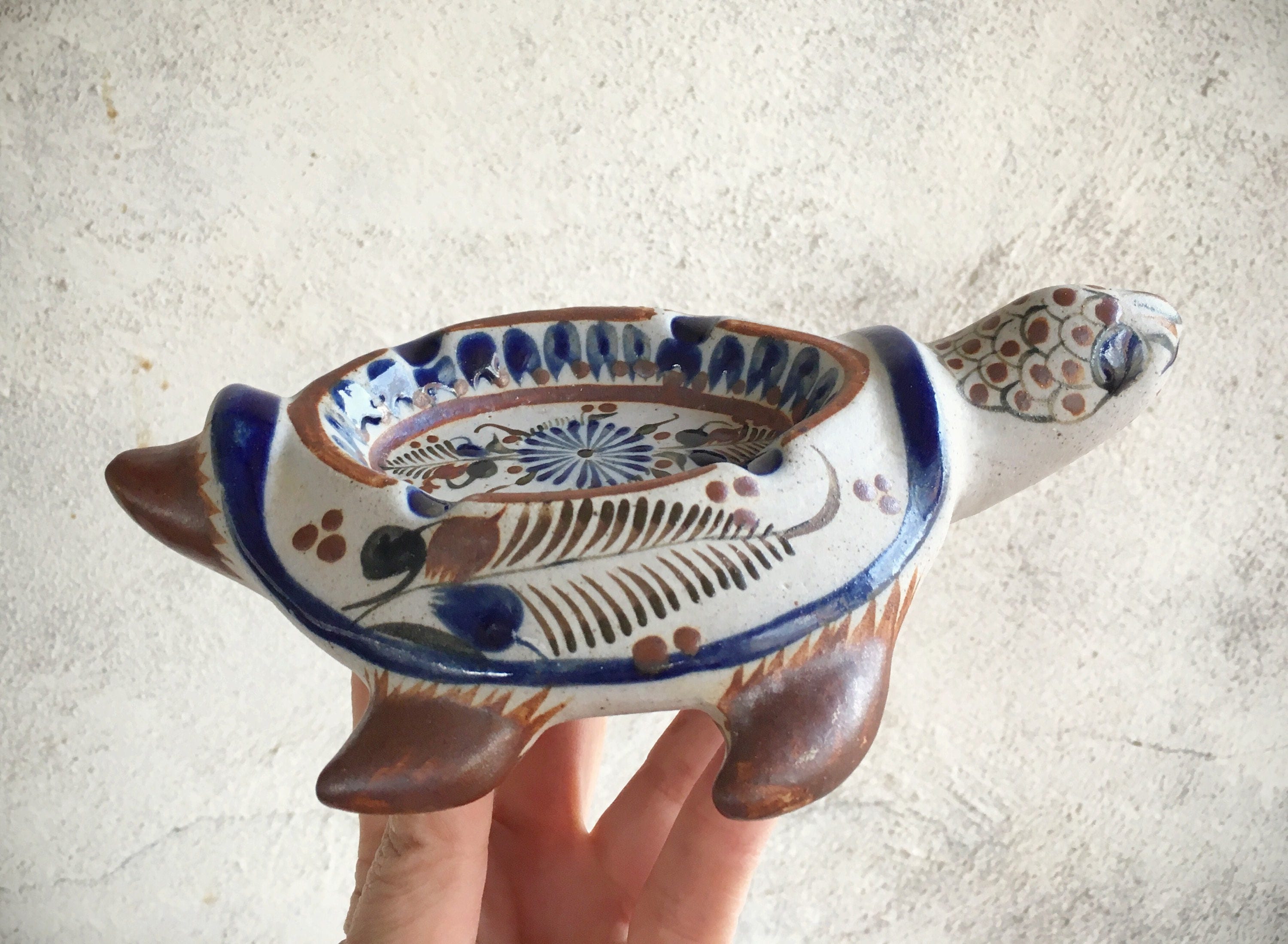 Tonala Turtle Ashtray, Mexican Pottery Tortoise, Turtle Folk Art ...