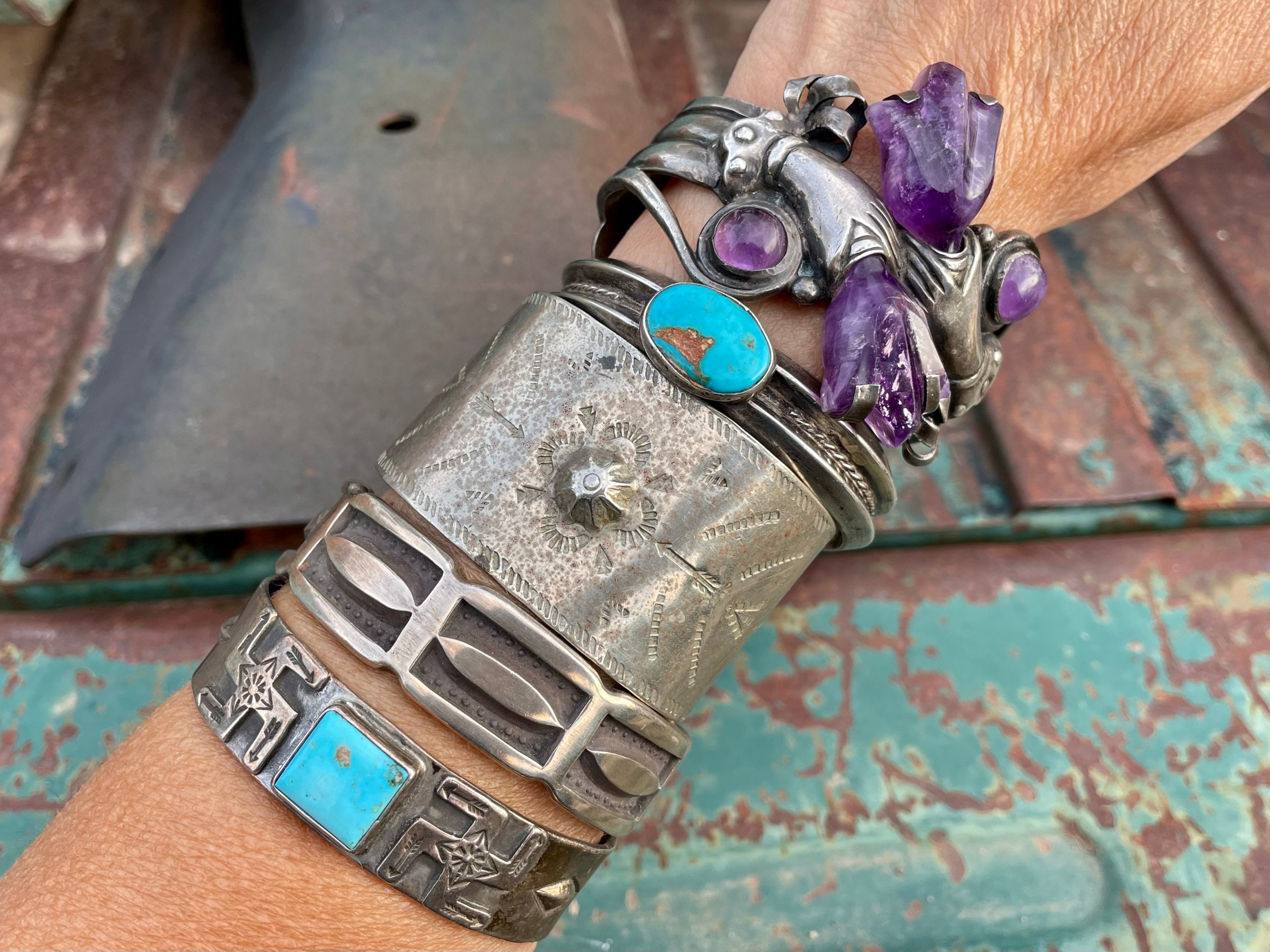 RESERVED for M. / Vintage Turquoise Silver Whirling Log Cuff Bracelet ...