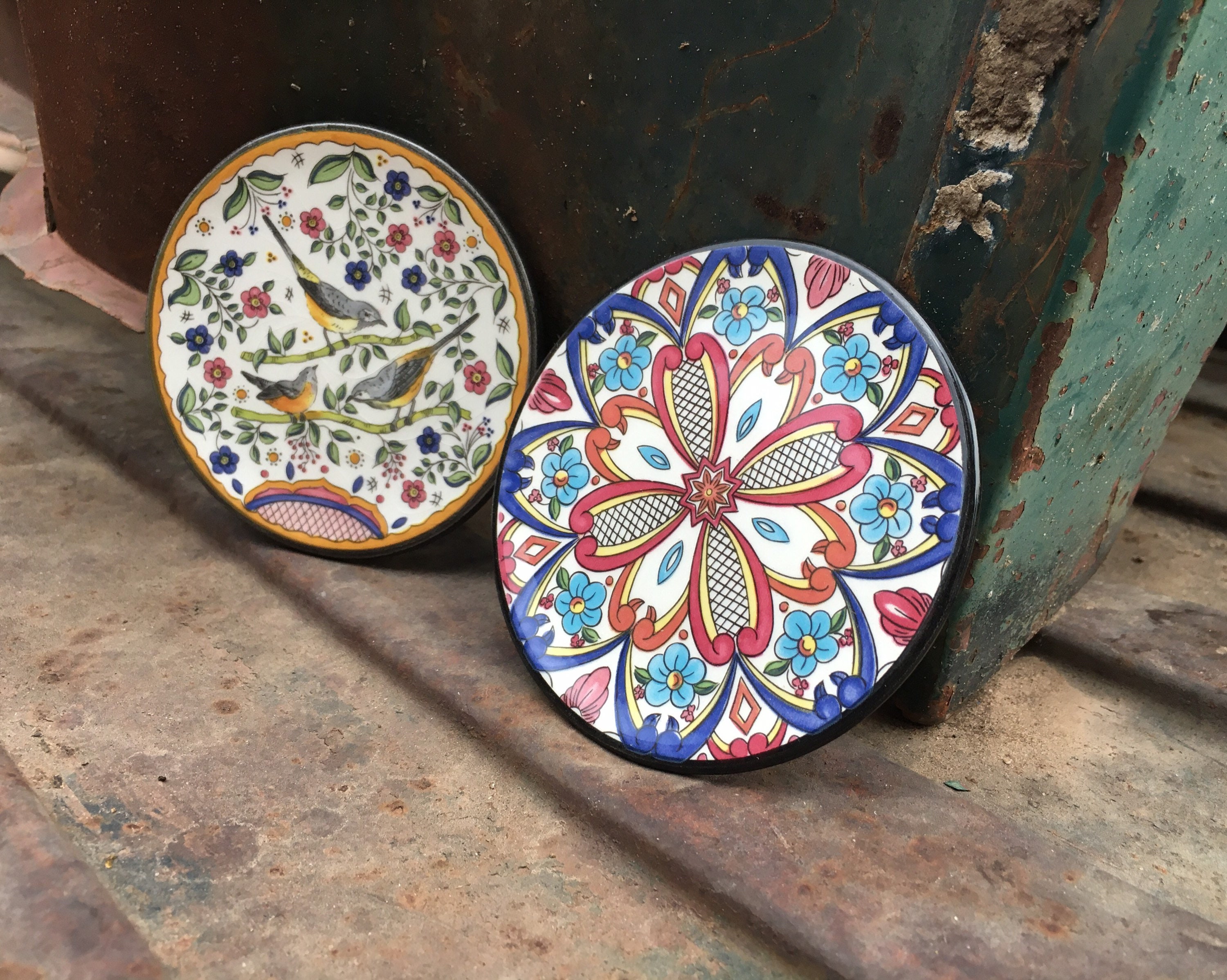 Two Handmade Spanish Miniature Wall Plates by Ceraplate, Blue and White ...