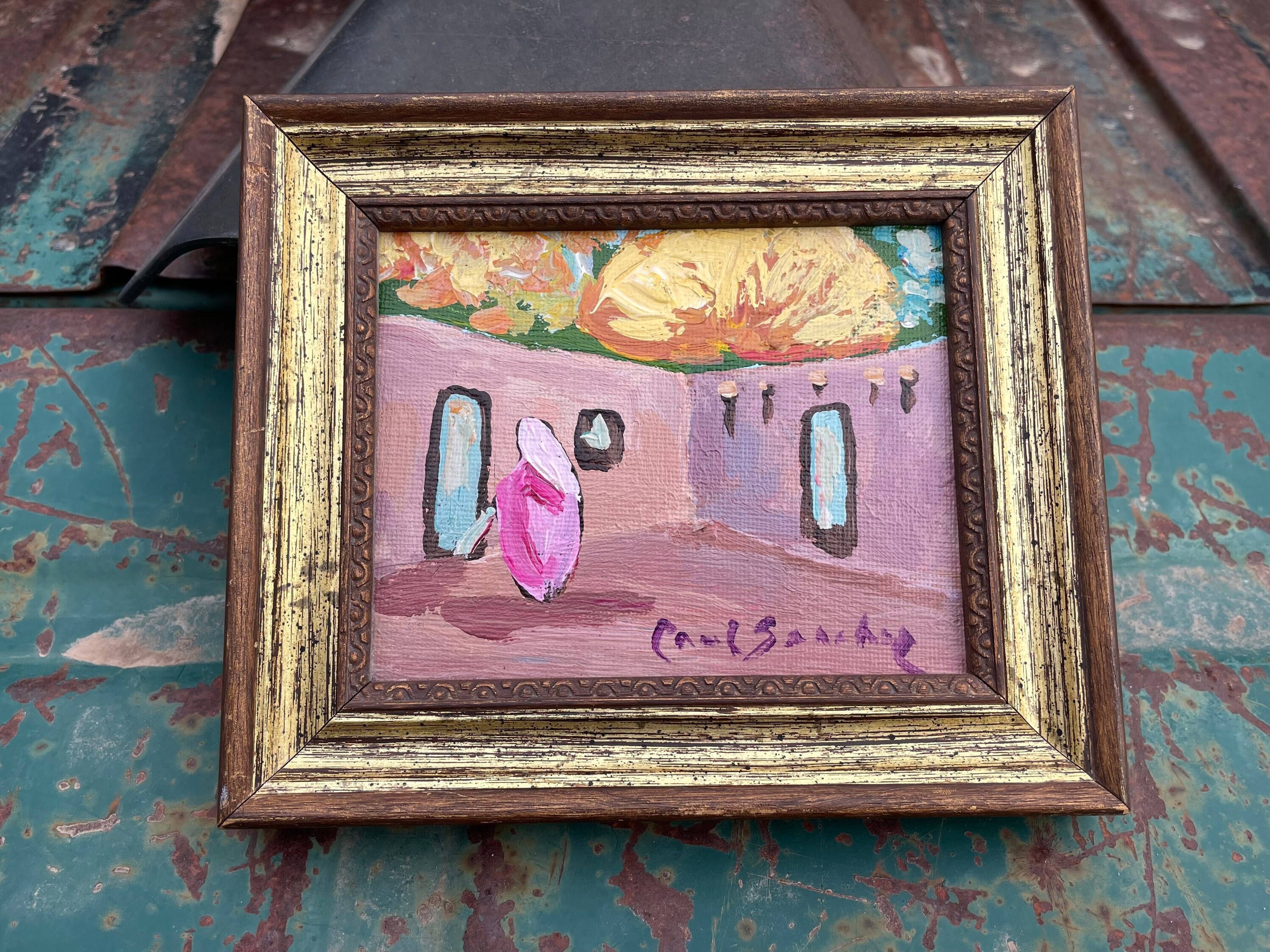 Vintage Small Framed Oil Painting by Albuquerque Artist Paul Sanchez ...