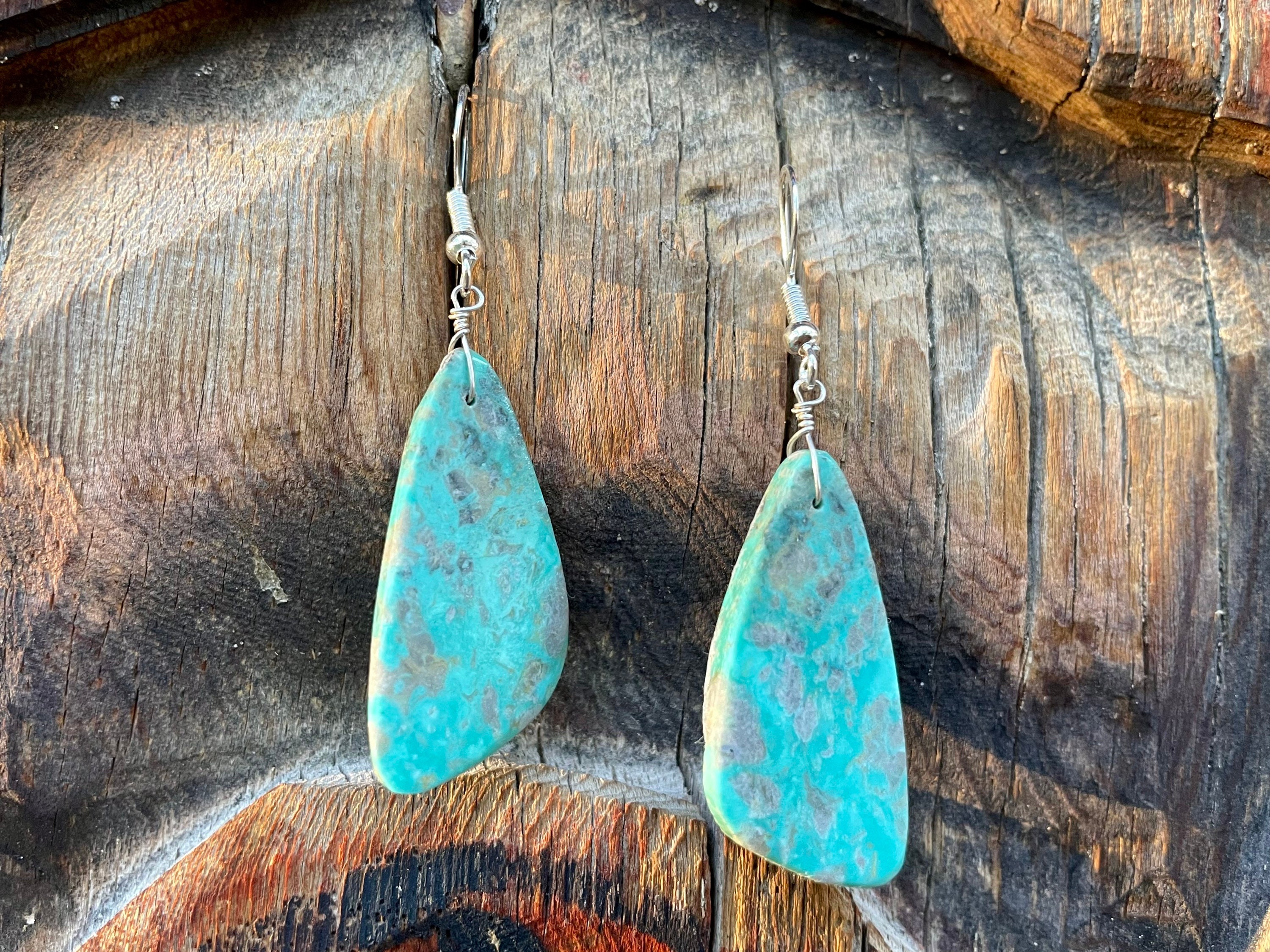 Vintage Slab Turquoise Earrings, Santo Domingo Native American Indian ...