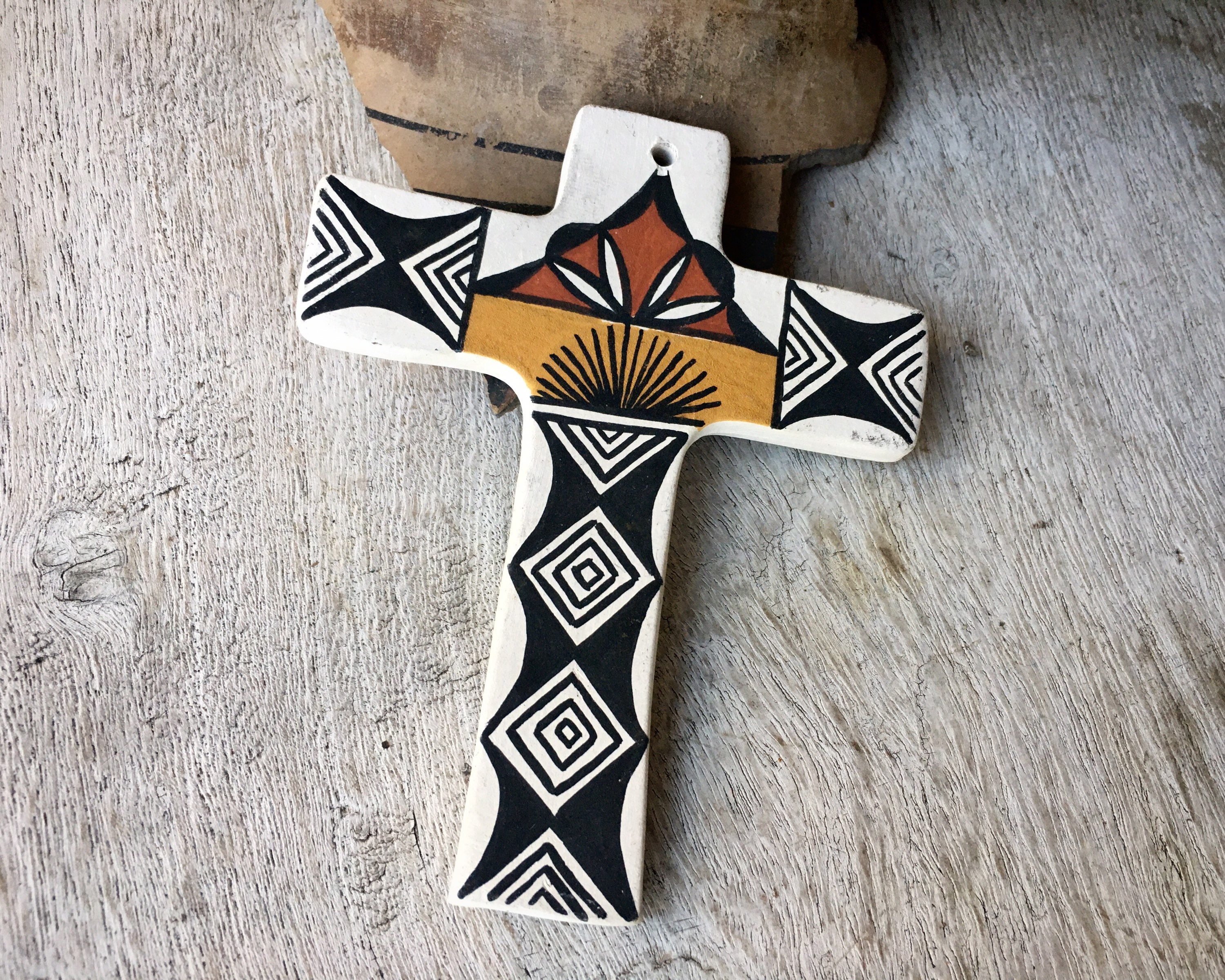 Acoma Pueblo Pottery Small Wall Cross, Native American Indian Art ...