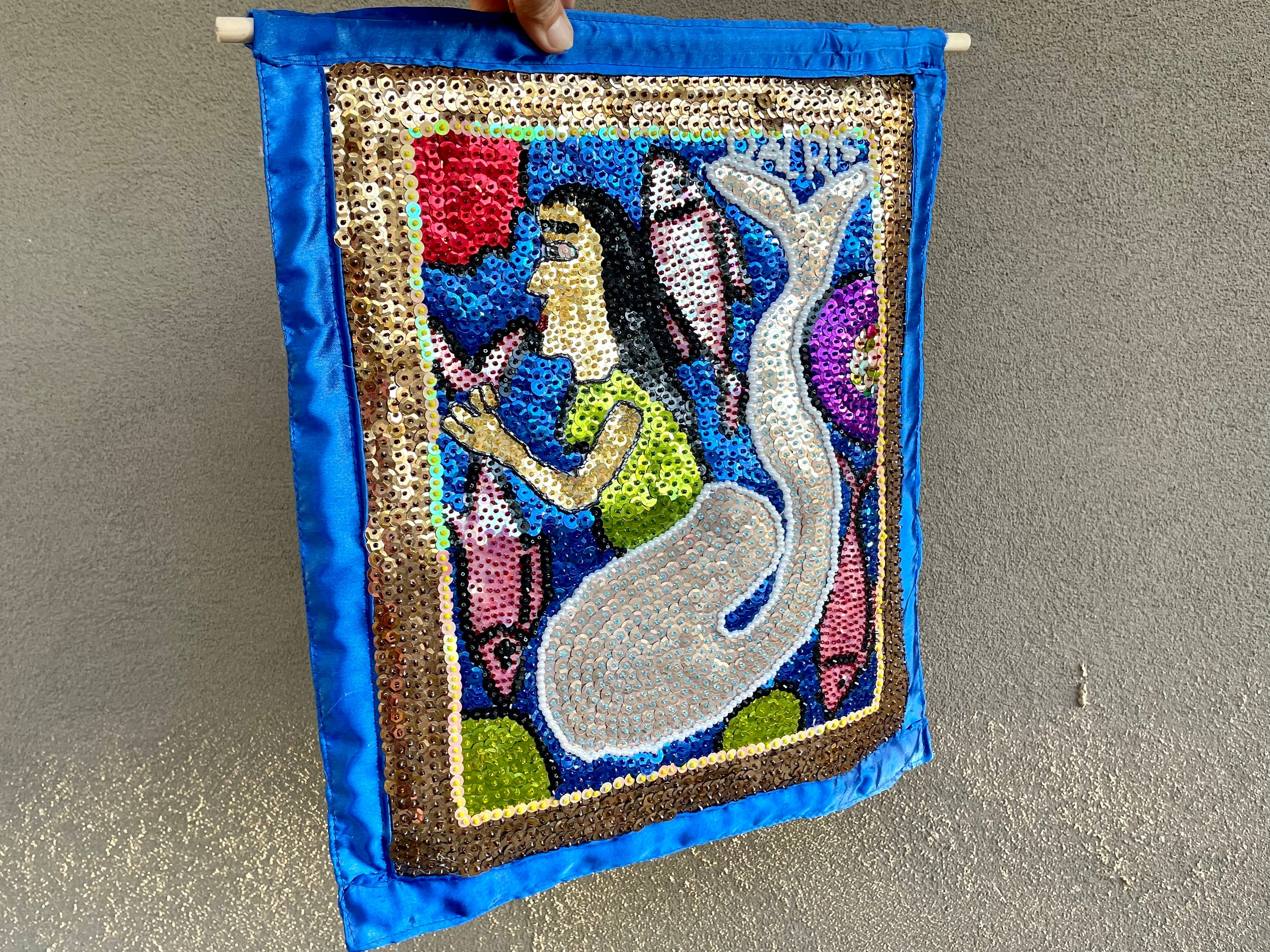 15 Long Sequined Mermaid Voodoo Flag Wall Hanging Haitian Folk Art by ...
