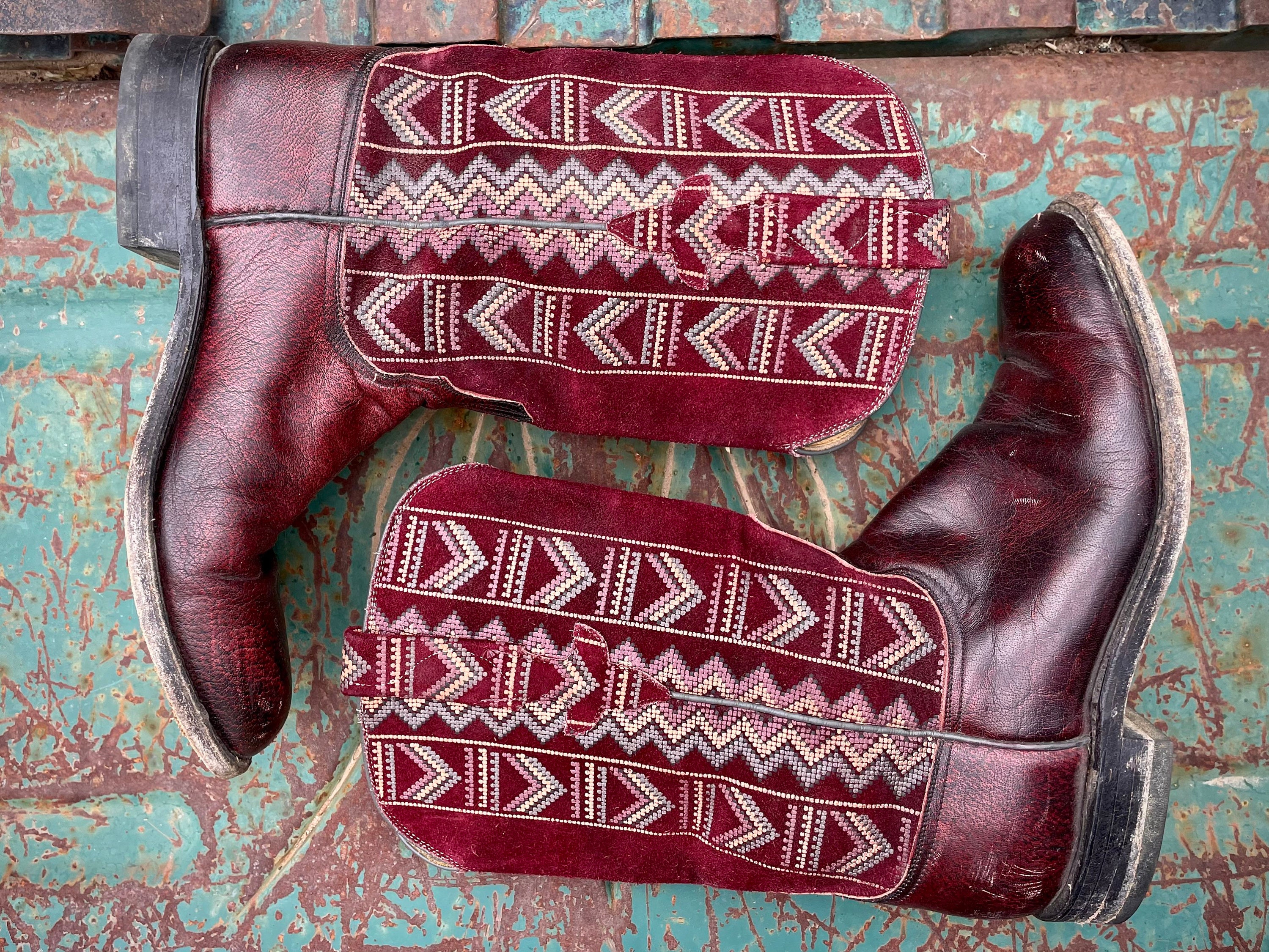 Vintage Short Cowgirl Boots Lucchese Women's Size 6 B, Southwest Weave ...