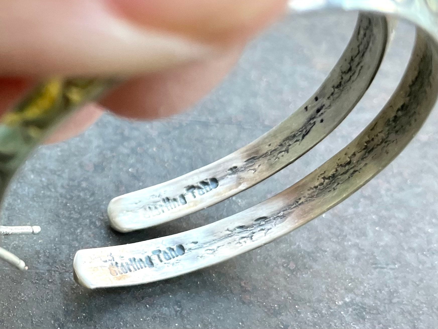 Stamped Sterling Silver Hoop Earrings by Navajo Ben Tahe, Medium Size ...