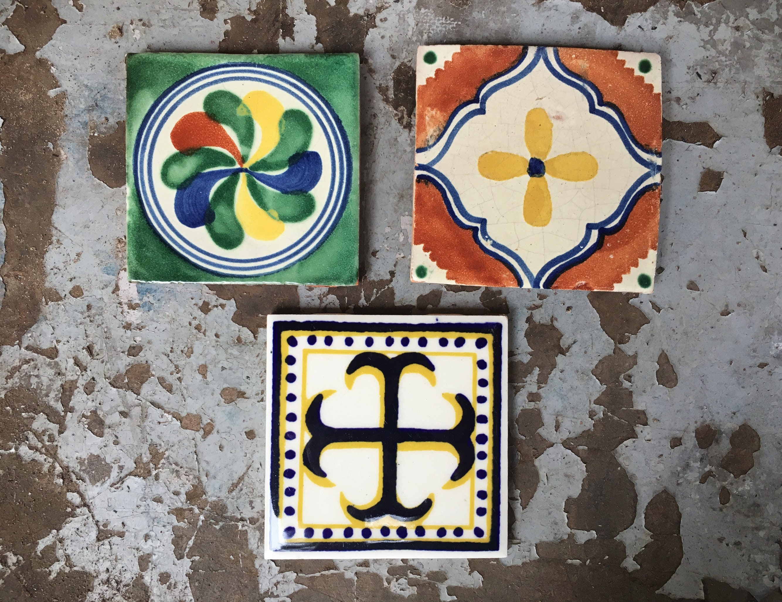 Three Vintage Mexican Ceramic Tiles, Rustic Home Decor, Ceramics and ...