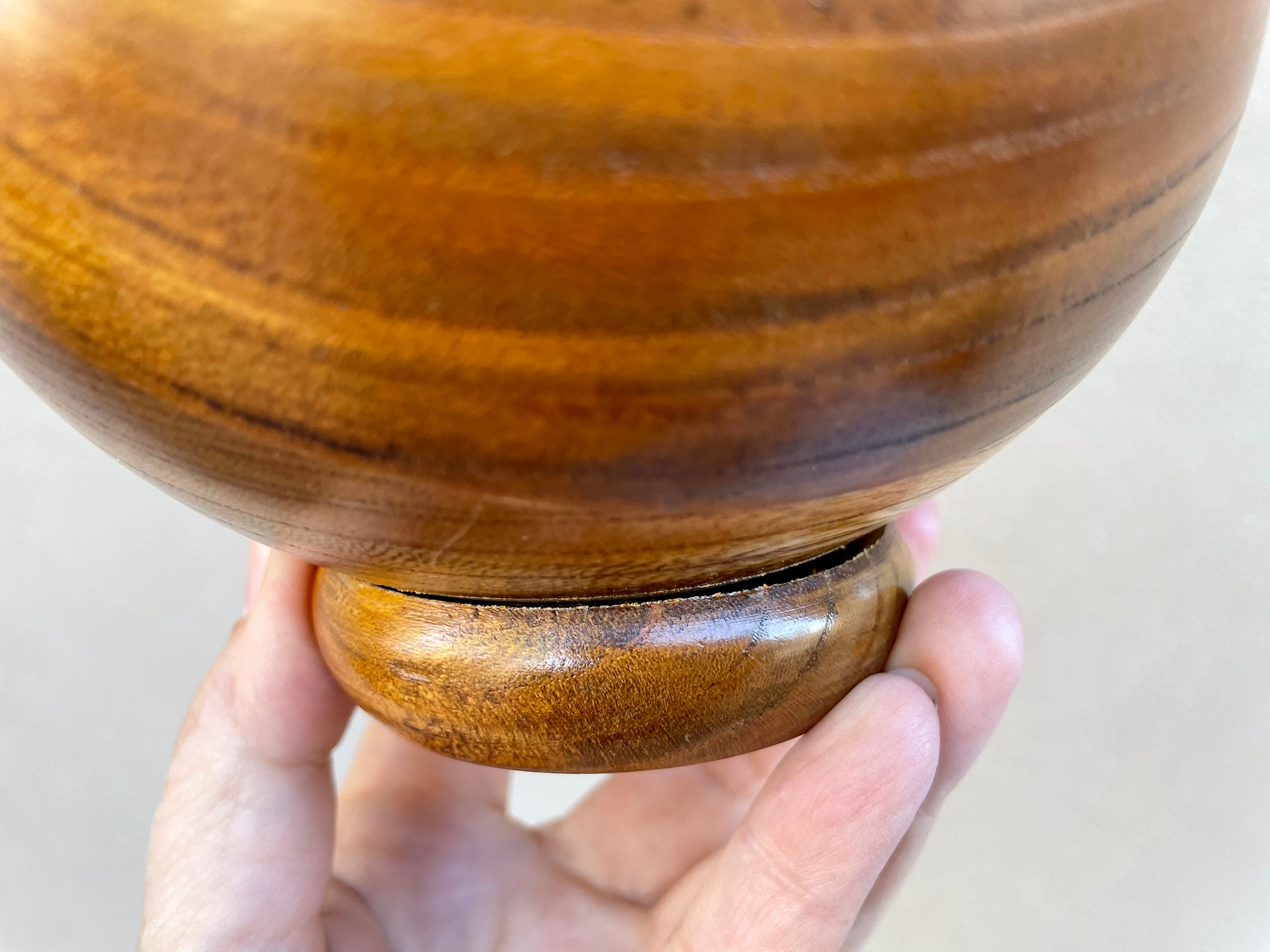 Vintage Round Teak Wood Nut Server or Salt Cellar with Spoon, Danish ...