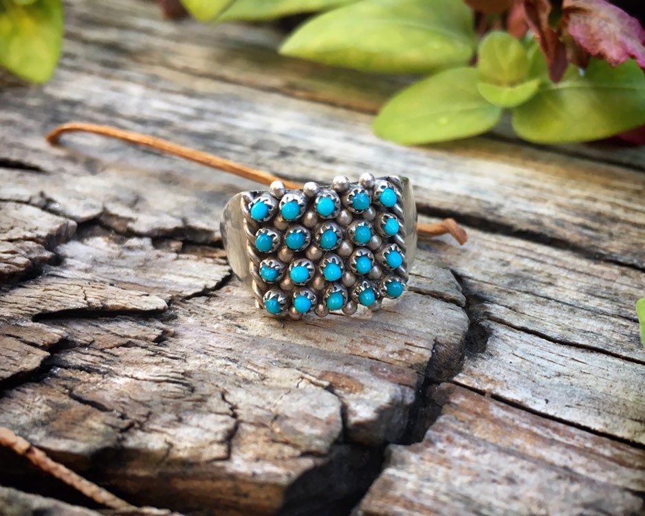 Size 7.75 Vintage Turquoise Ring for Women Signed Zuni Snake Eye ...